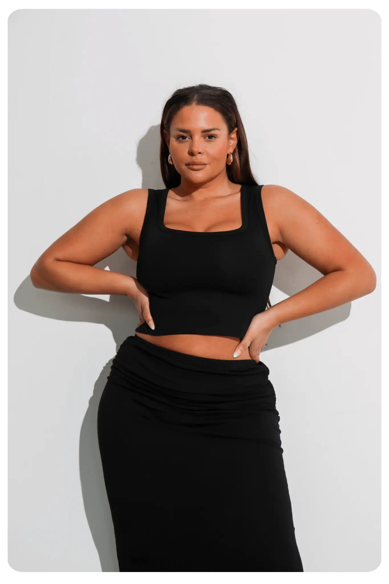 Luxury Square Neck Tank Top Black | Square Neck Top | FEMSS
