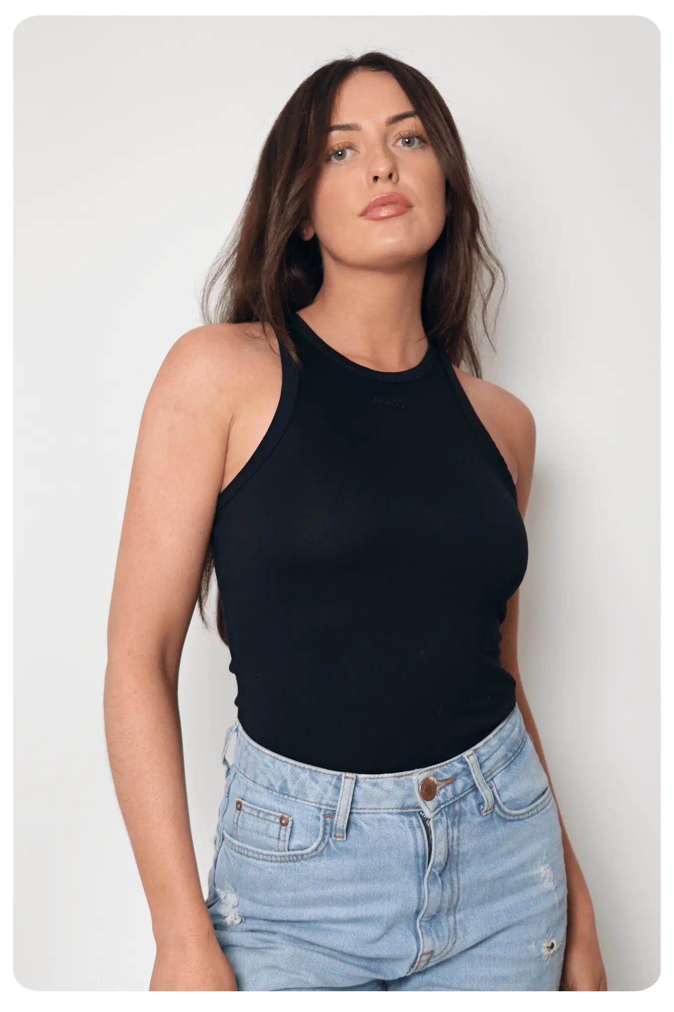 Luxury Racer Back Tank Top Black On Black – FEMSS